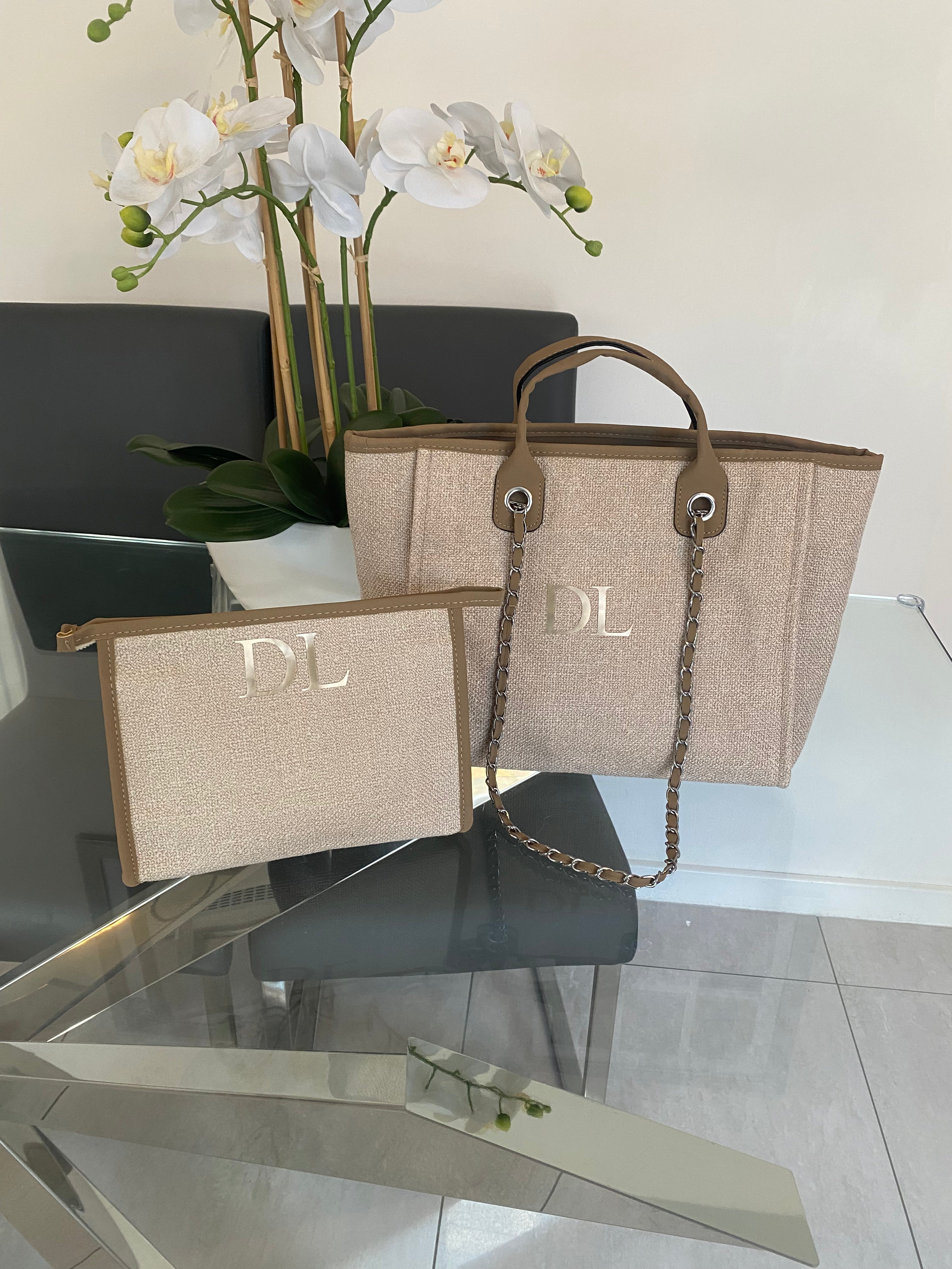 Beige Medium Bag and Matching Clutch - Ange – Jojakdesigns